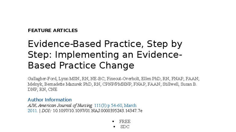DNP Project: Implementing Evidence-Based Practice Change - Studocu