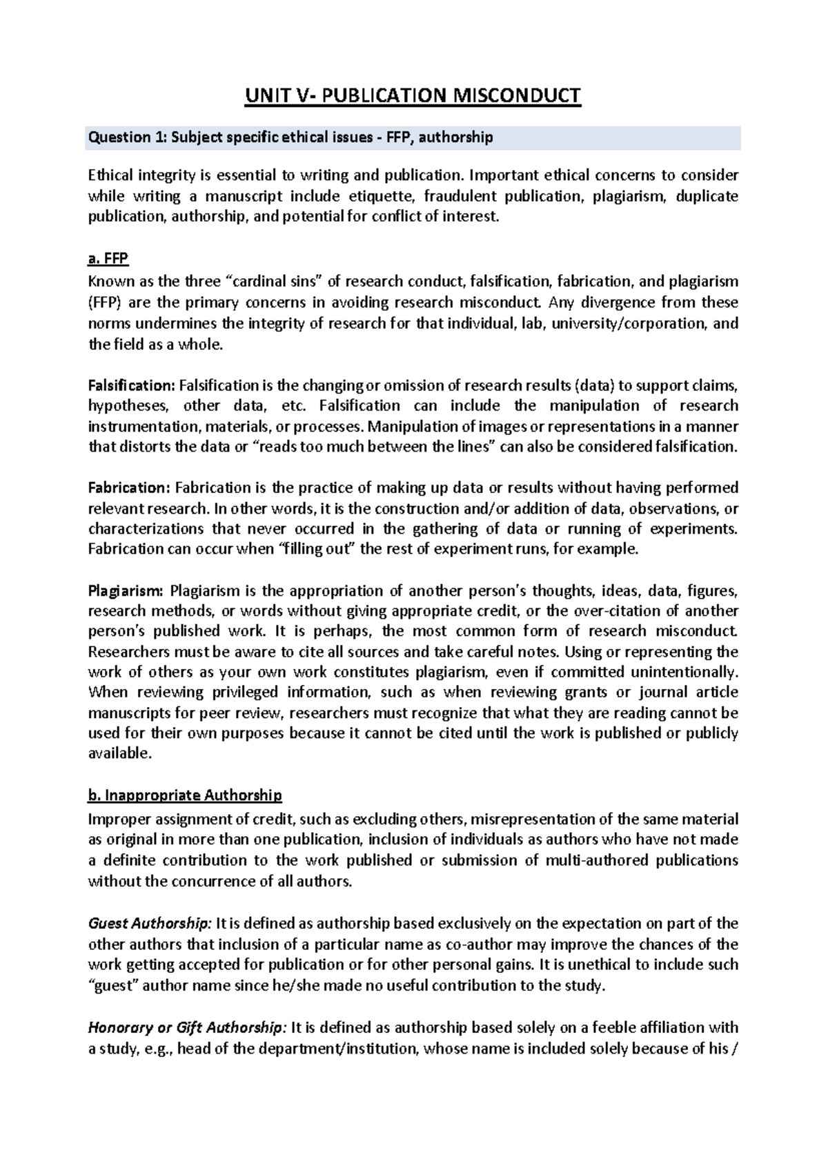 Paper 4 - Research Ethics: Publication Misconduct Insights - Module 5 ...
