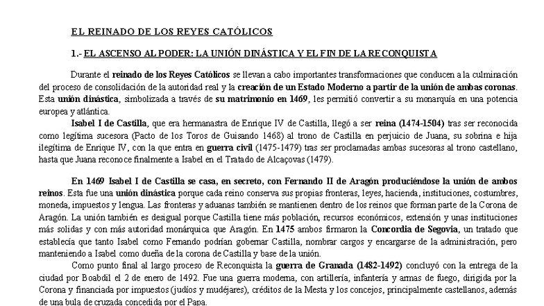 El reinado de los Reyes Católicos - EL REINADO DE LOS REYES CATÓLICOS 1 ...