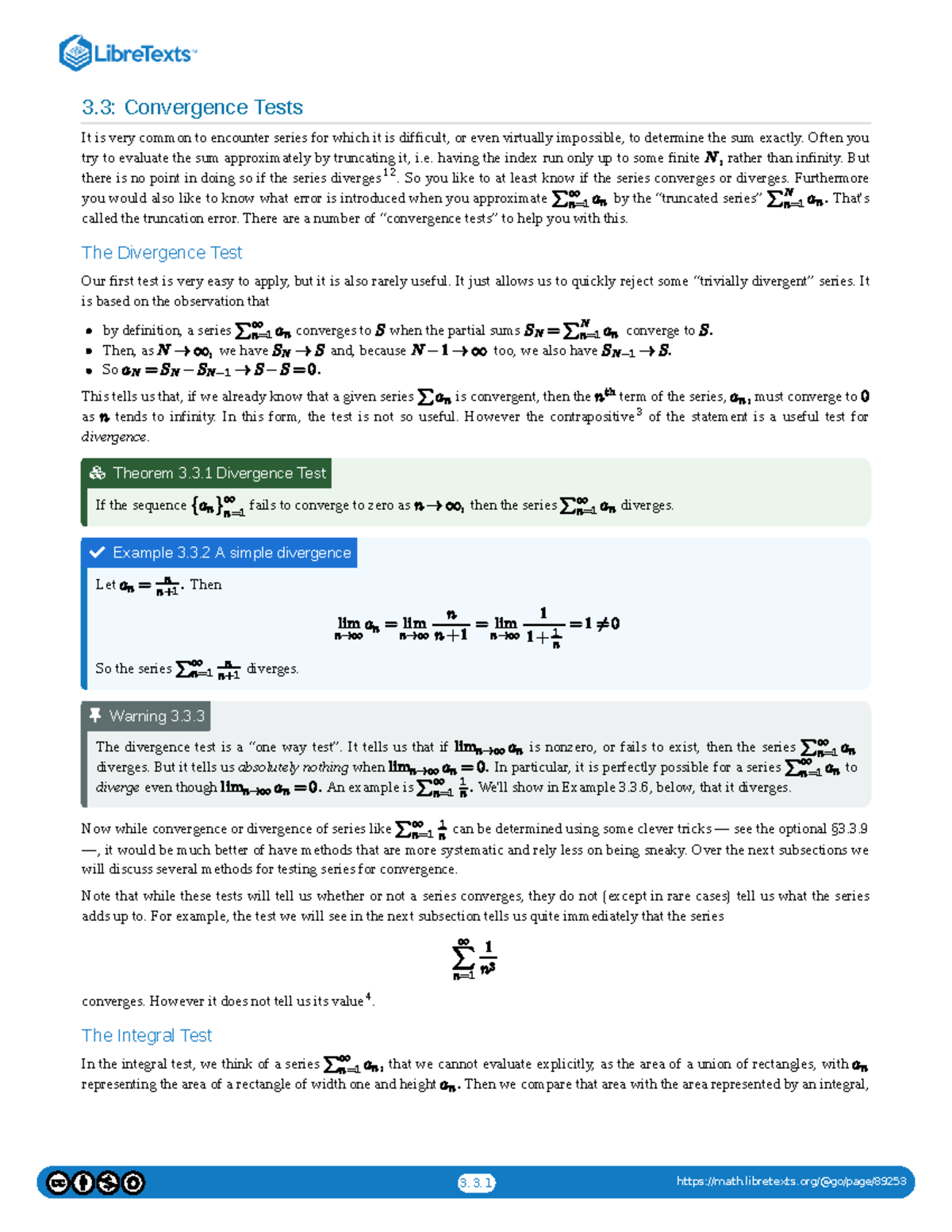 3.3: Convergence Tests - Lecture Notes on Series Analysis - Studocu