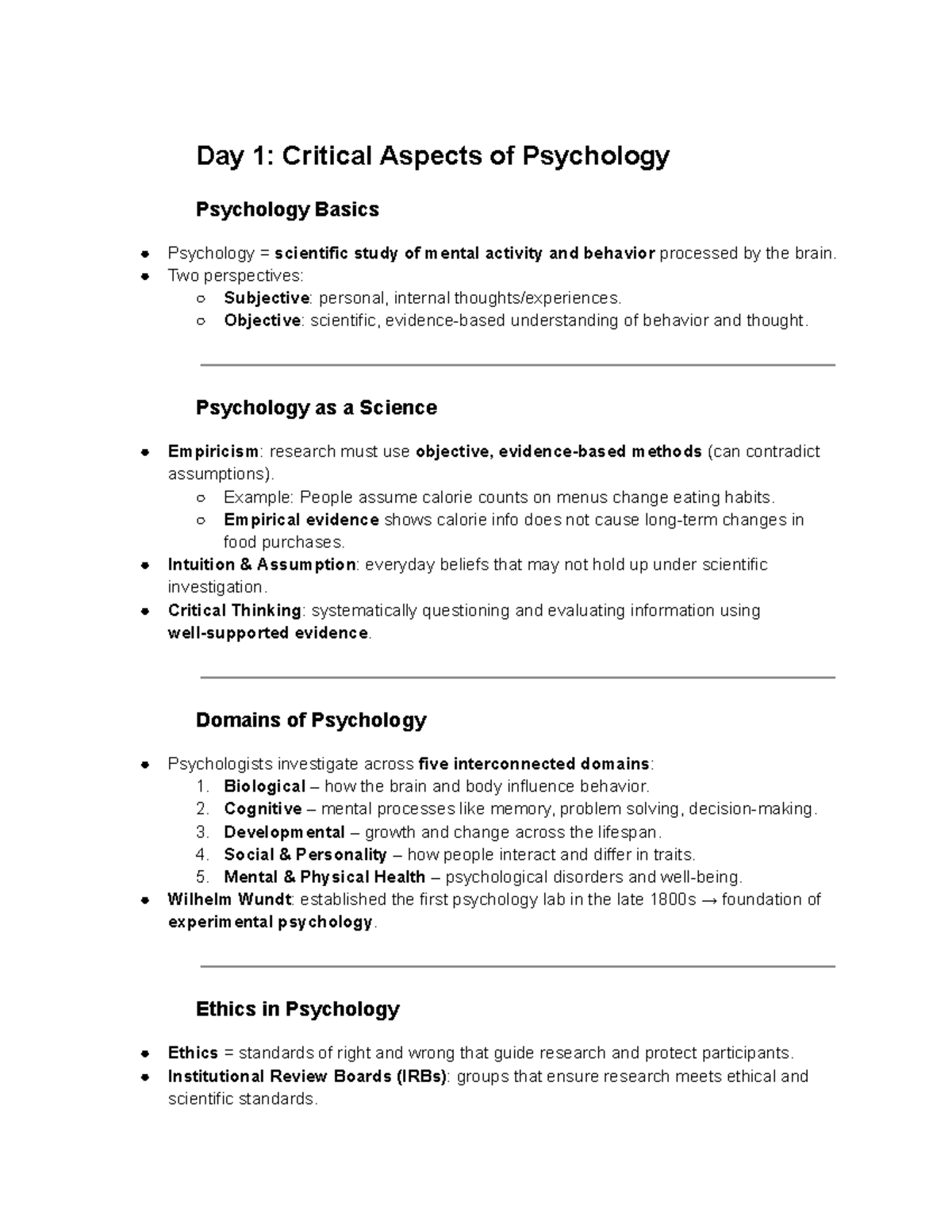 Psychology 1000 Lecture Notes: Lifespan Development & Consciousness ...