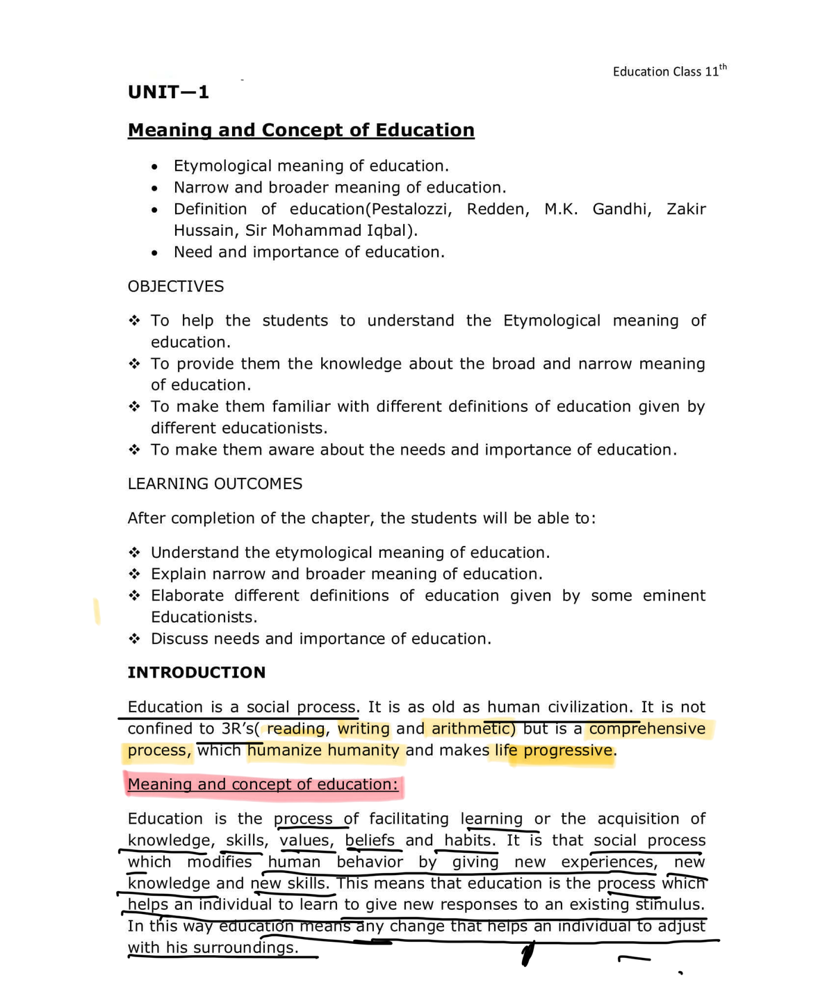 Education Class 11th: Understanding the Meaning, Importance, and ...