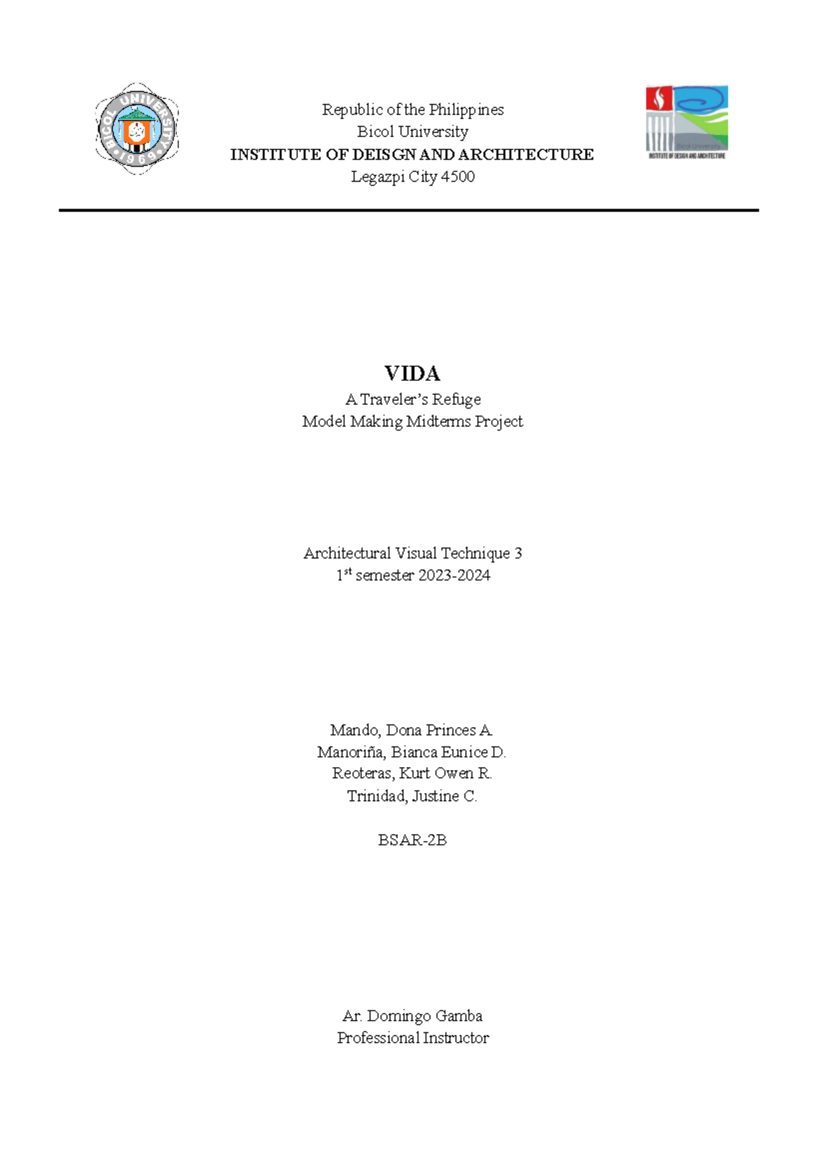 VIDA Write-up - It is the paper submitted for our Model Making Project ...