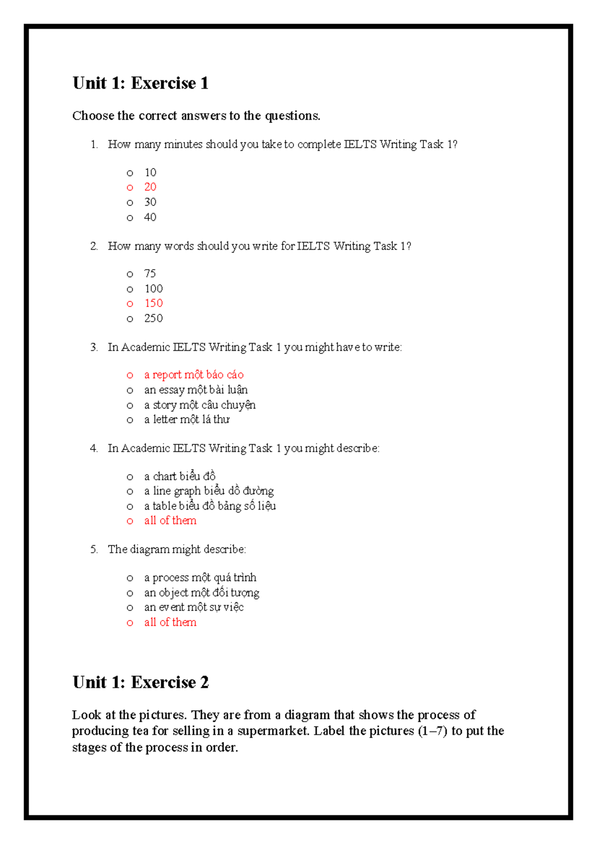 Unit 1 - IELTS Writing Task 1 - Process of Producing Tea and Bananas ...