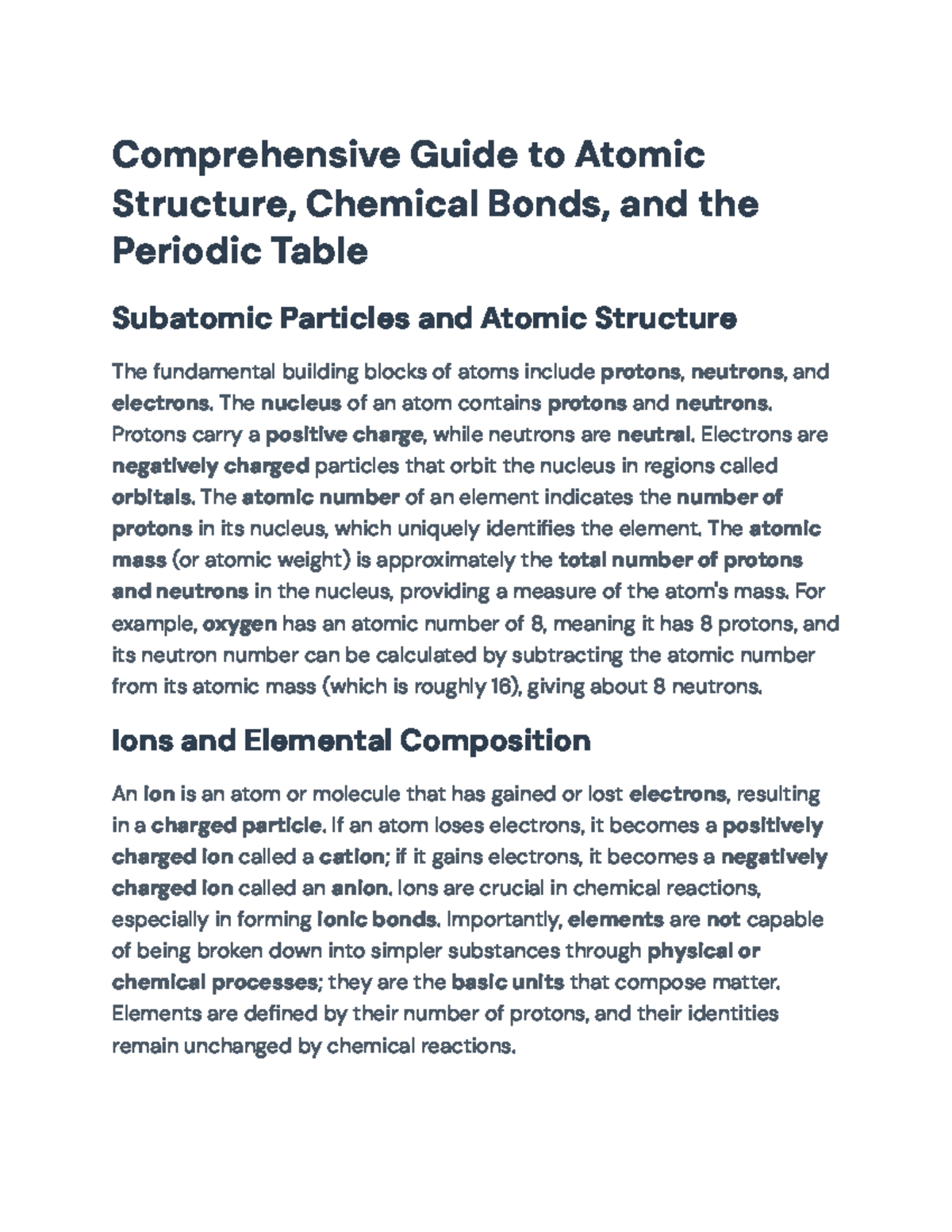 Comprehensive Guide to Atomic Structure & Chemical Bonds in Chem 101 ...