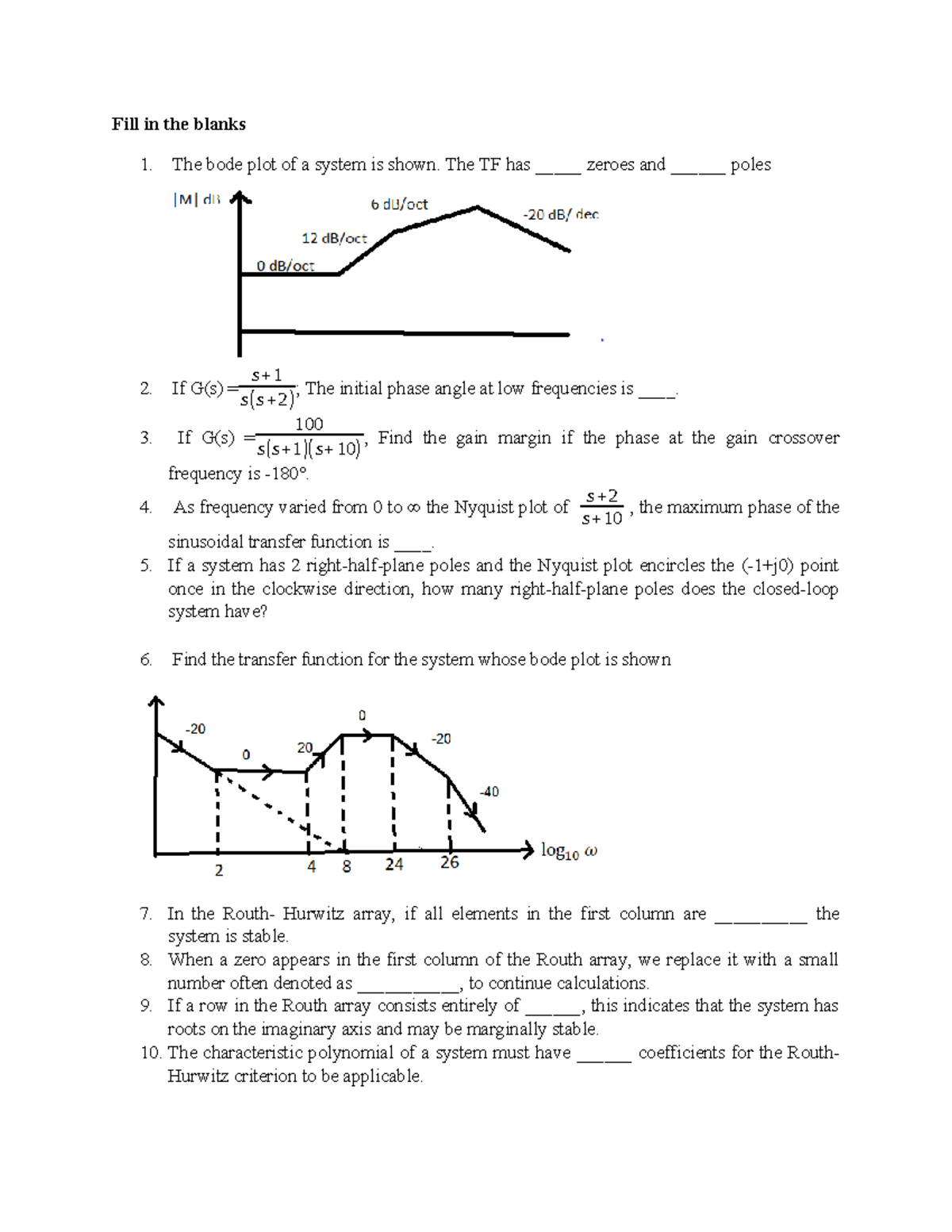 CSE Assignment - Bode Plot Analysis and Stability Criteria - Studocu