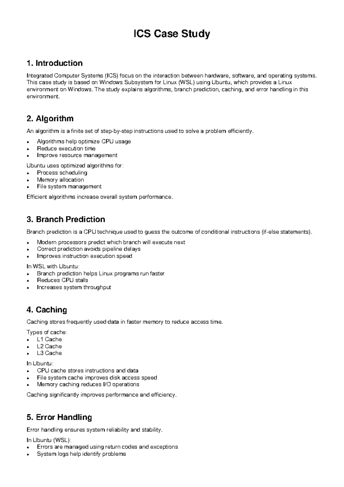 ICS Case Study: Optimizing Performance in WSL with Ubuntu - Studocu
