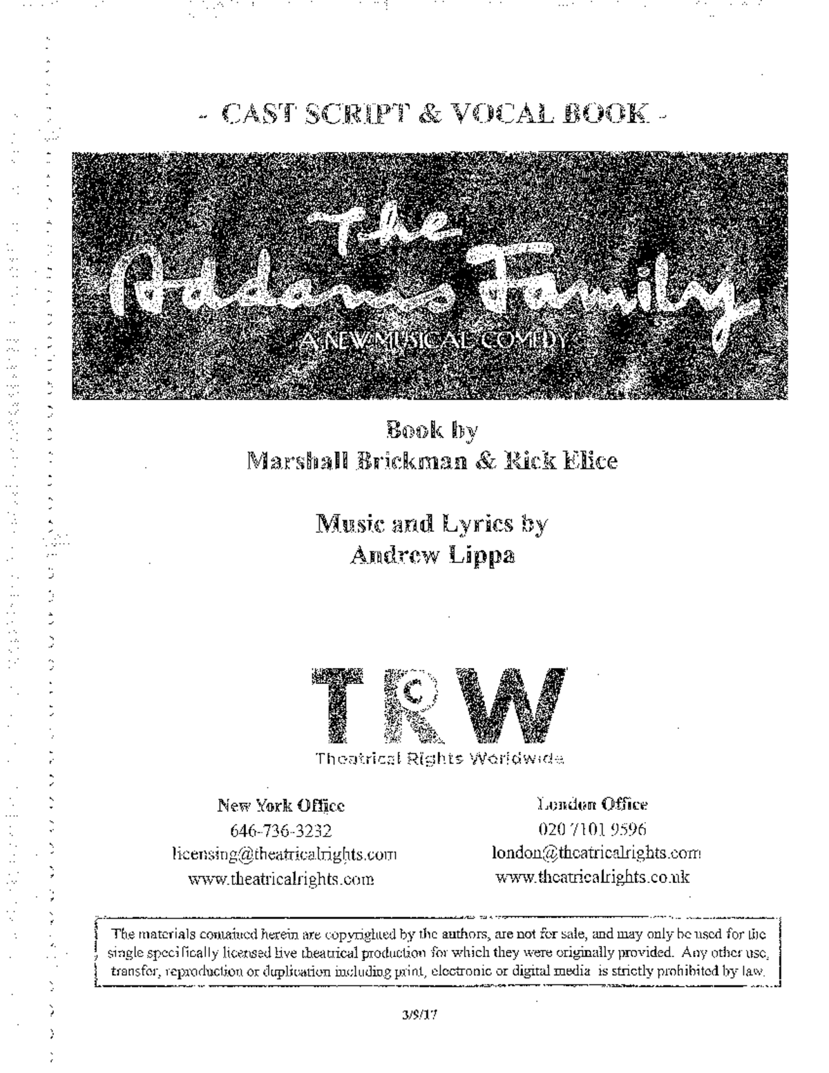 CAST SCRIPT: The Addams Family Musical (Final Exam) - Studocu