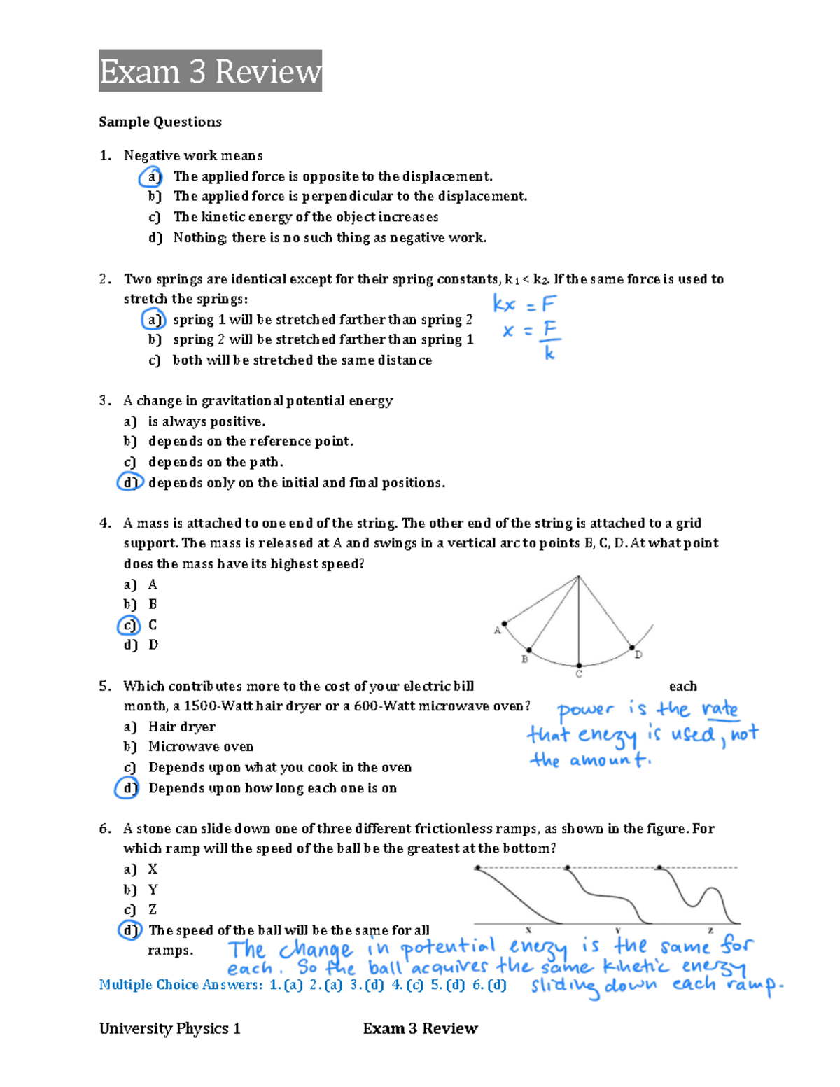 University Physics 1 (PHYS101) Exam 3 Review: Questions & Sample ...