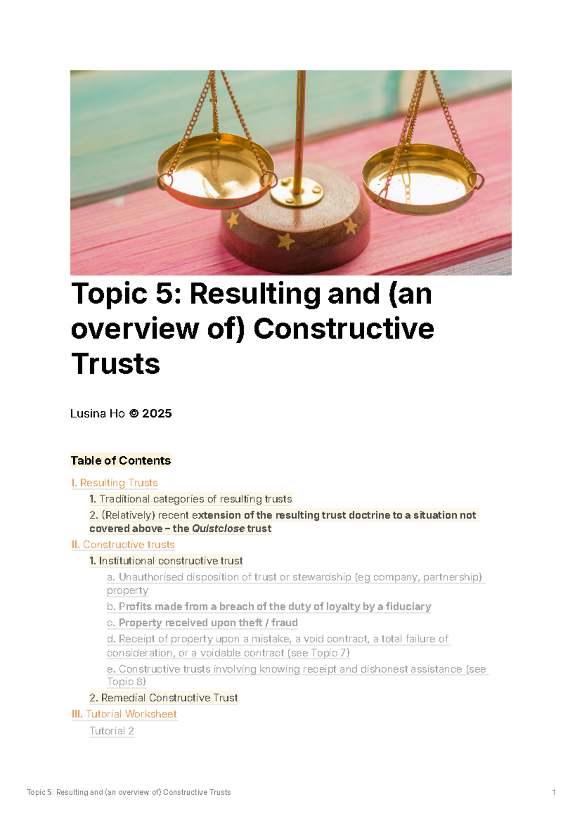 HKU Equity 2425 Topic 5 Handout - Topic 5: Resulting and (an overview ...