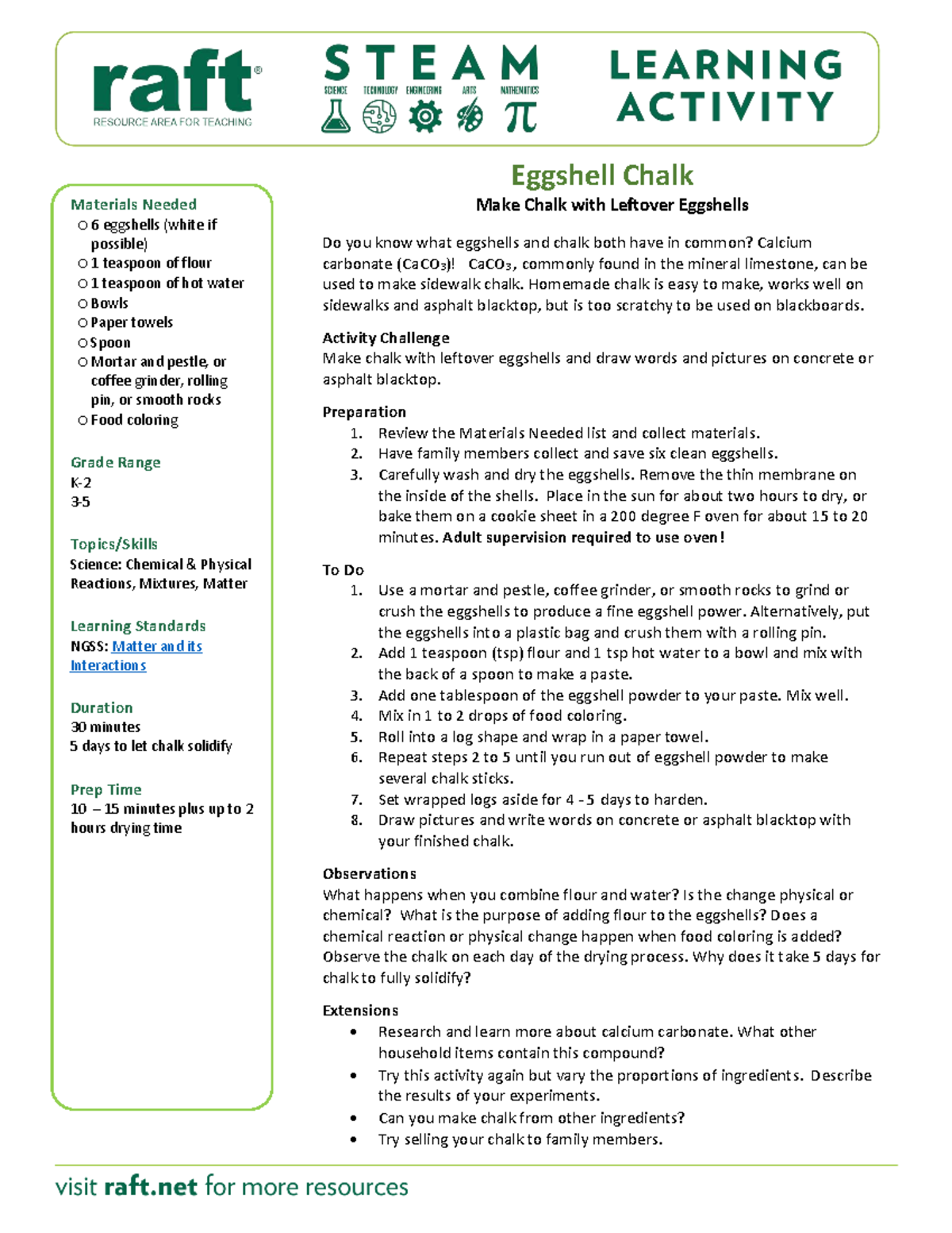 LAS-Science: Making Chalk from Eggshells - A Fun Experiment - Studocu