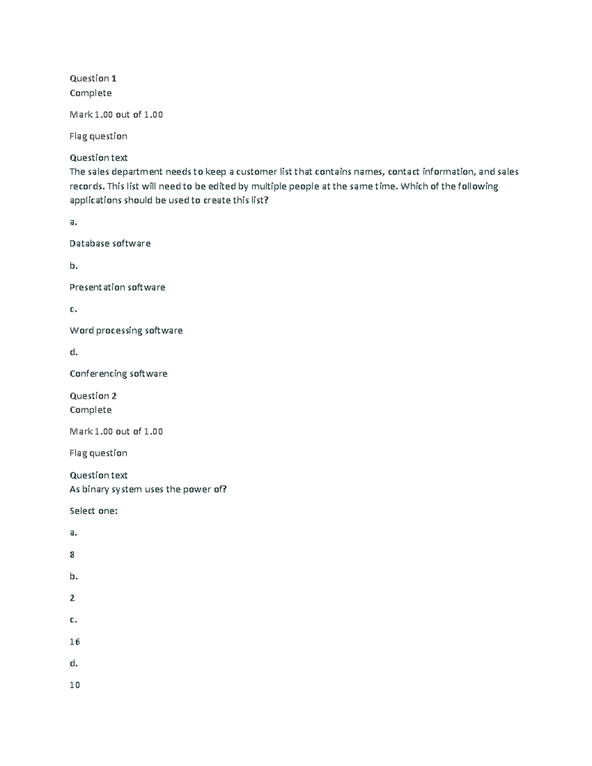 CS 101 - Quiz on Basic Computer Applications and Concepts - Studocu