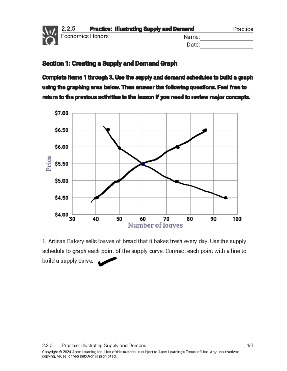 2.2.5 Practice - Supply and Demand Graphing Techniques Overview - Studocu