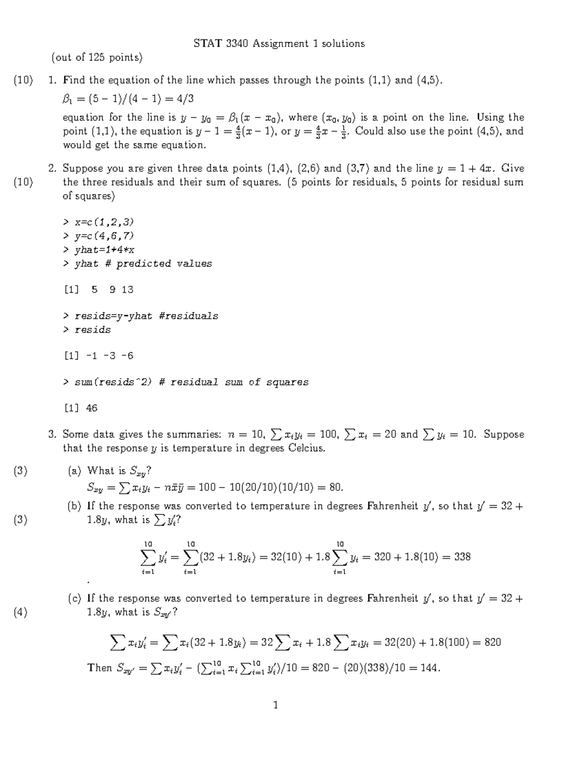 Pdf (39) - answer_4.docx - STAT 3340 Assignment 1 solutions (out of 125 ...