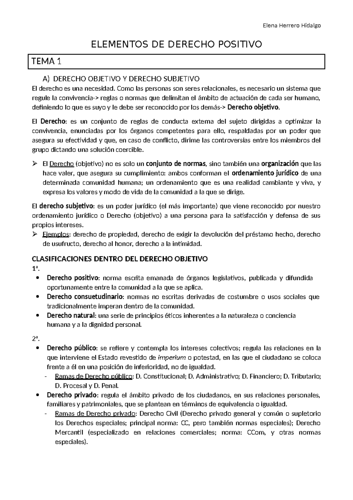 Derecho Positivo: Objetivo y Subjetivo - TEMA 1 (DERECHO) - Studocu