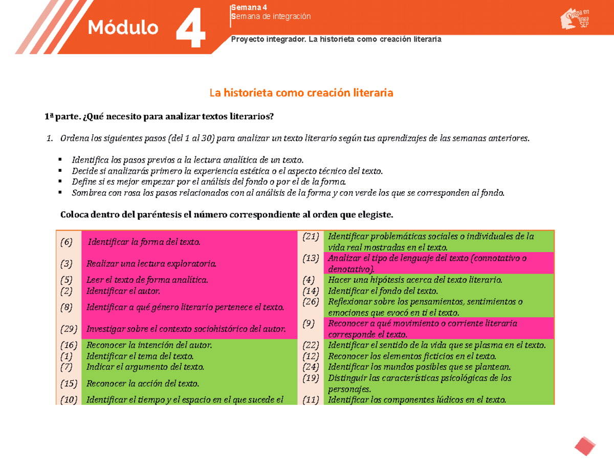 Análisis Literario y Creación de Historietas en M4S4PI1 - Studocu