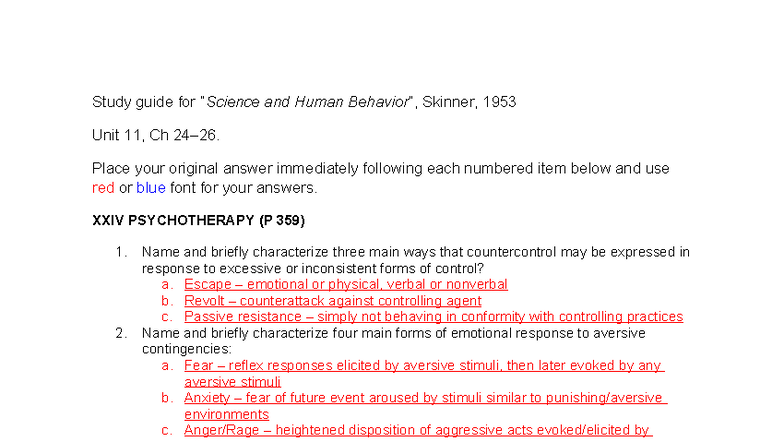 Study Guide for PSY 101: Unit 11, Chapters 24-26 RRT Version - Studocu