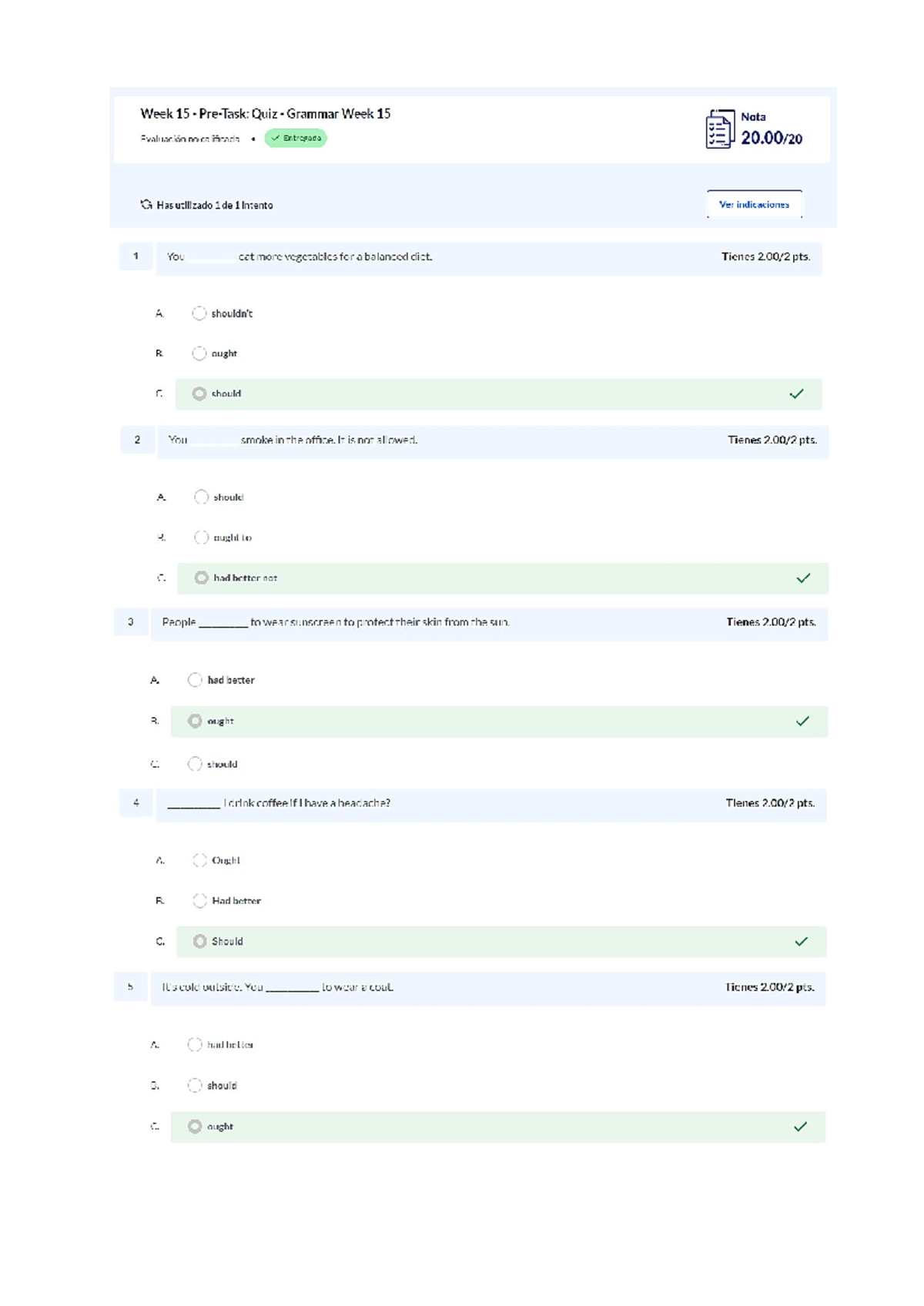 Week 15 - Pre-Task Quiz - Grammar - Ingles-IV - Studocu