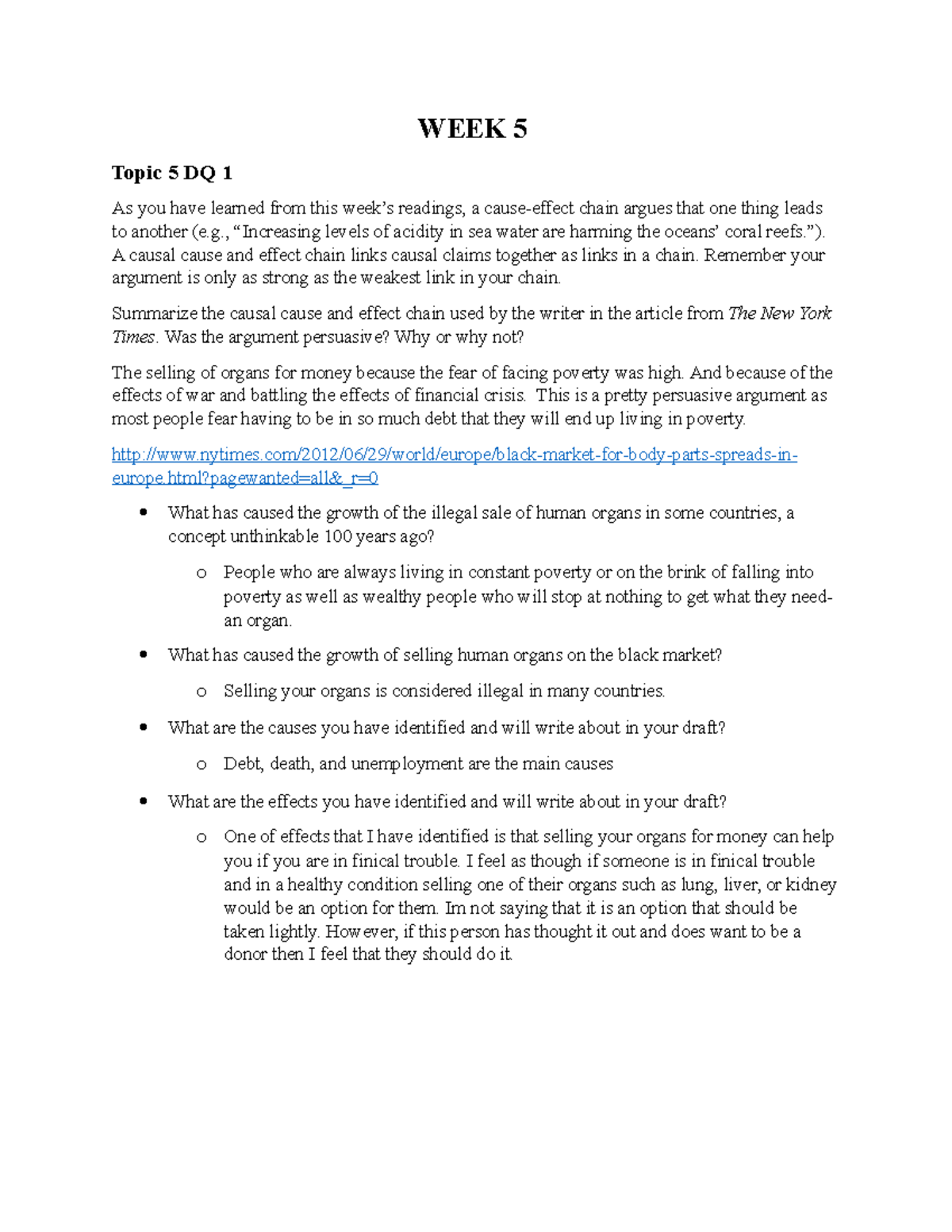 WEEK 5 DQ's - Cause and Effect Discussion Questions Analysis - Studocu