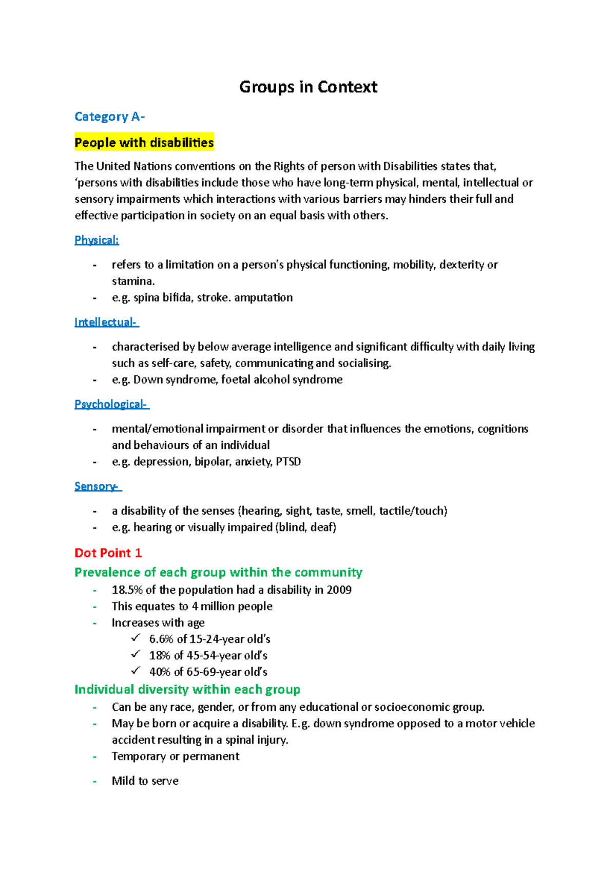 Groups in Context - Groups in Context Category A- People with ...
