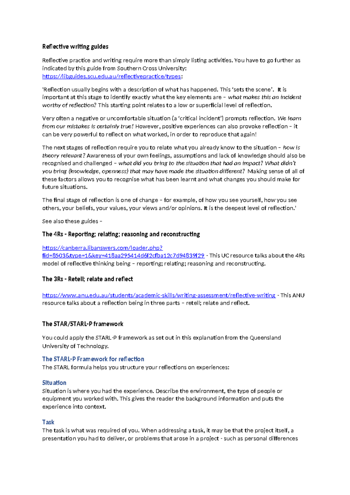 Reflective Practice Guide: Insights from Southern Cross University ...