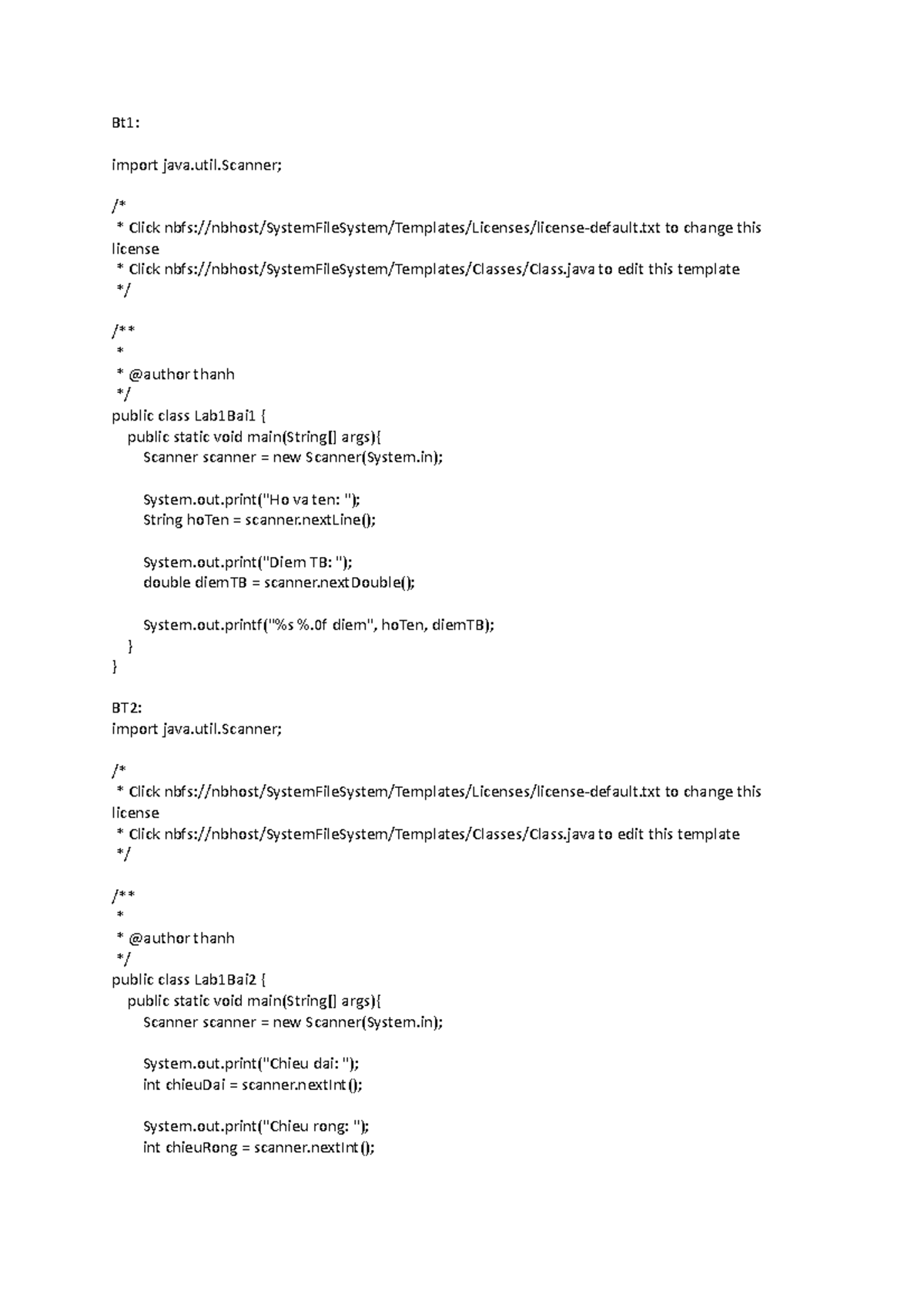 Lab1 - Bt1: import java.util; /* * Click - Studocu