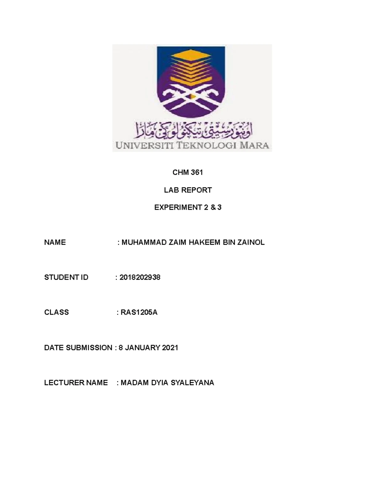 EXP 4 lab report chm361 - EXPERIMENT 4 Synthesis of Potassium tris(oxalato)ferrate(III ...