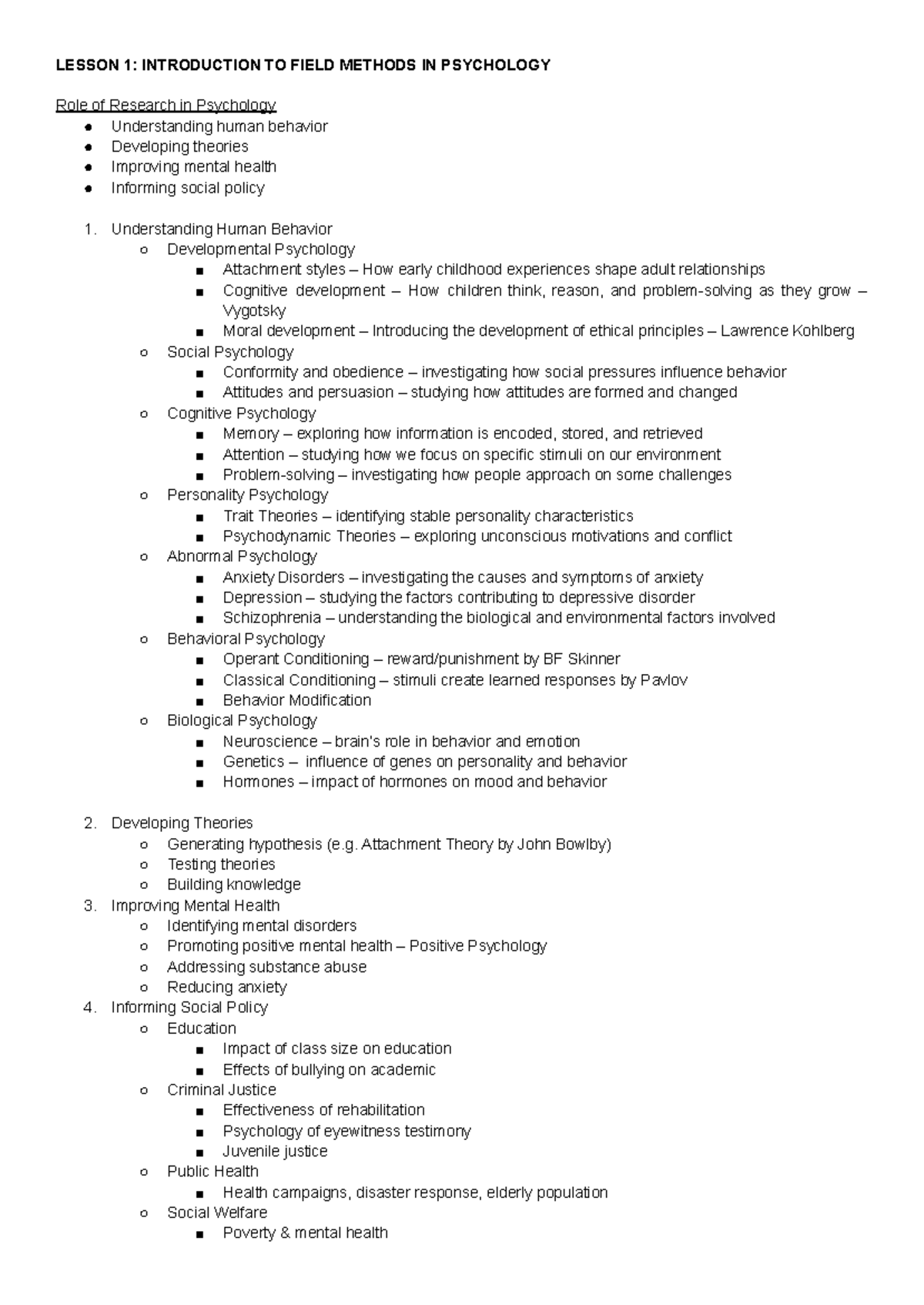 Field Method Notes - LESSON 1: INTRODUCTION TO FIELD METHODS IN ...