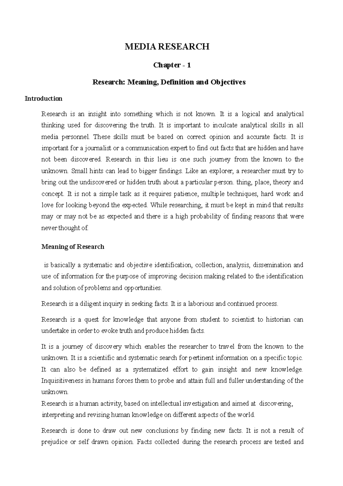 Media Research Unit I - Detailed Notes on Research Concepts - Studocu