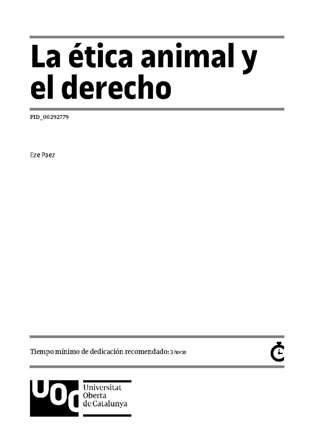 La ética animal y el derecho: Reflexiones y análisis PID_00292779 - Studocu