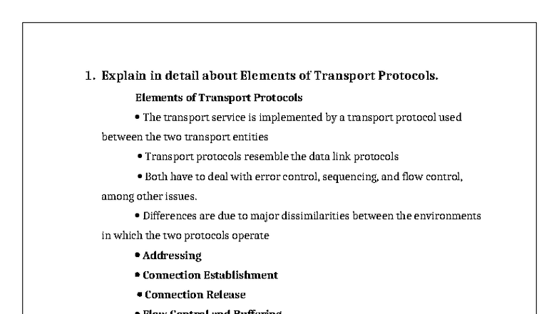 Computer Network UNIT IV: Elements of Transport Protocols Explained ...