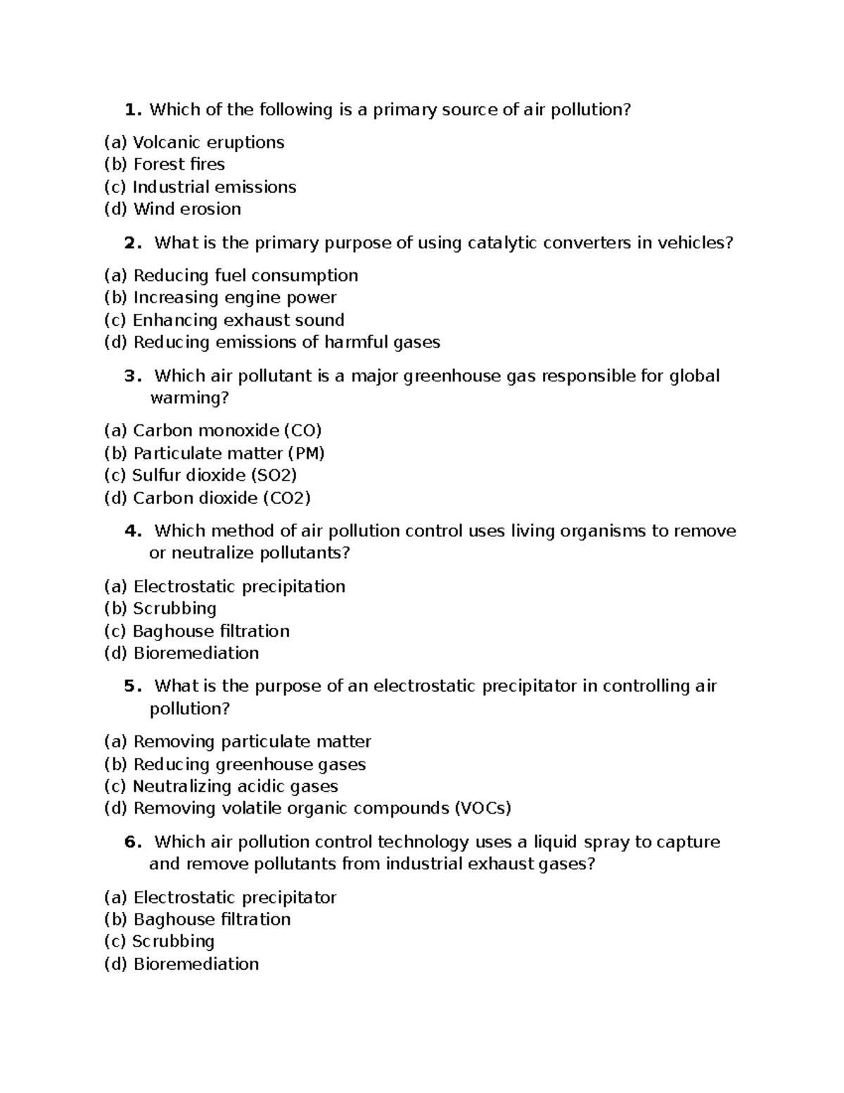 CNMT - Air Pollution Control Quiz and Study Guide - Studocu