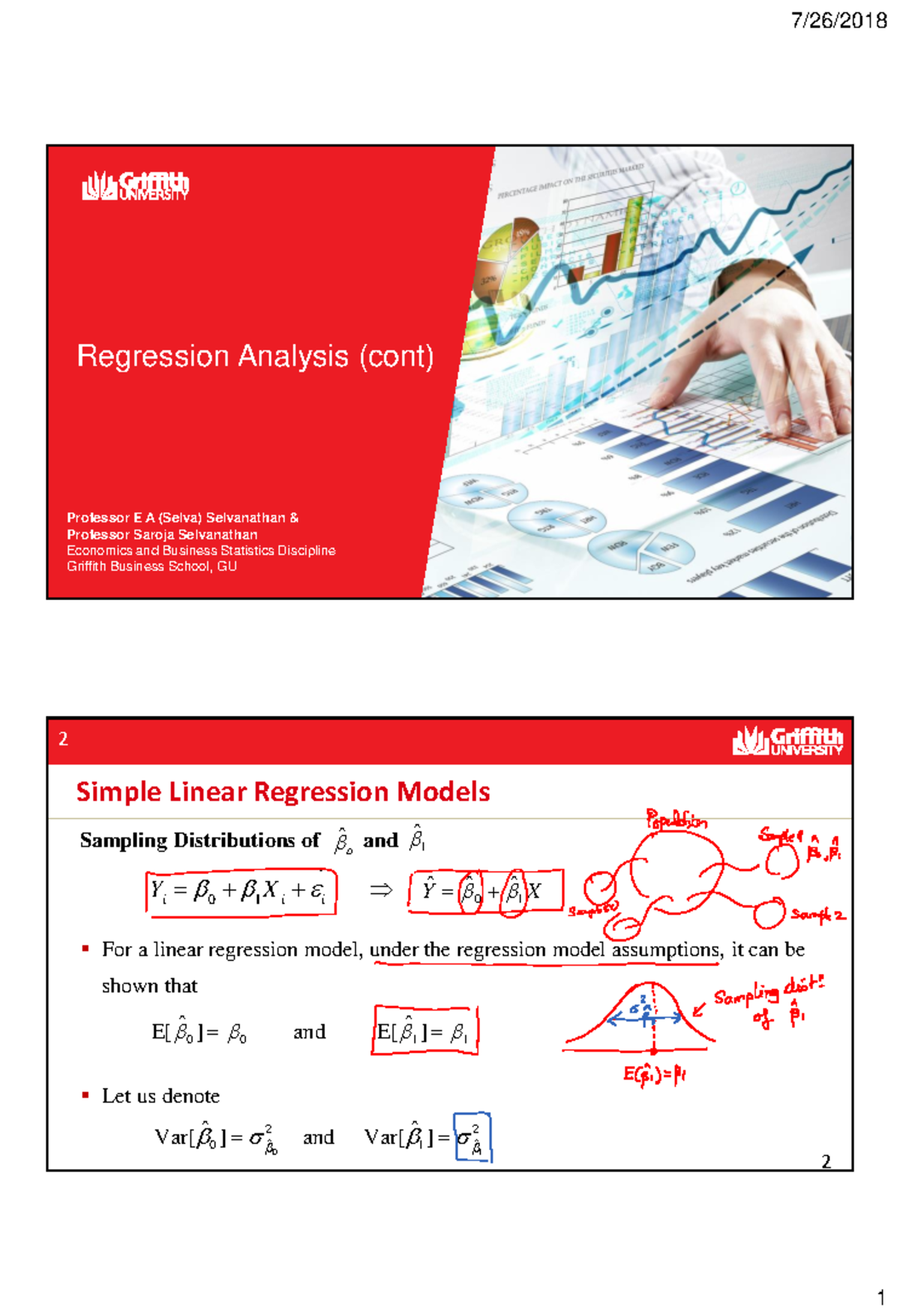 Regression Analysis (GU) - Simple Linear Regression Models - Studocu
