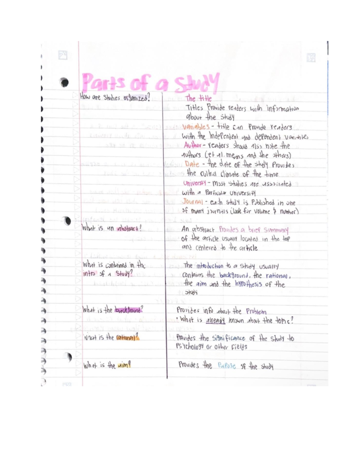 Parts of a study notes - Parts How are Studies organized? The title ...
