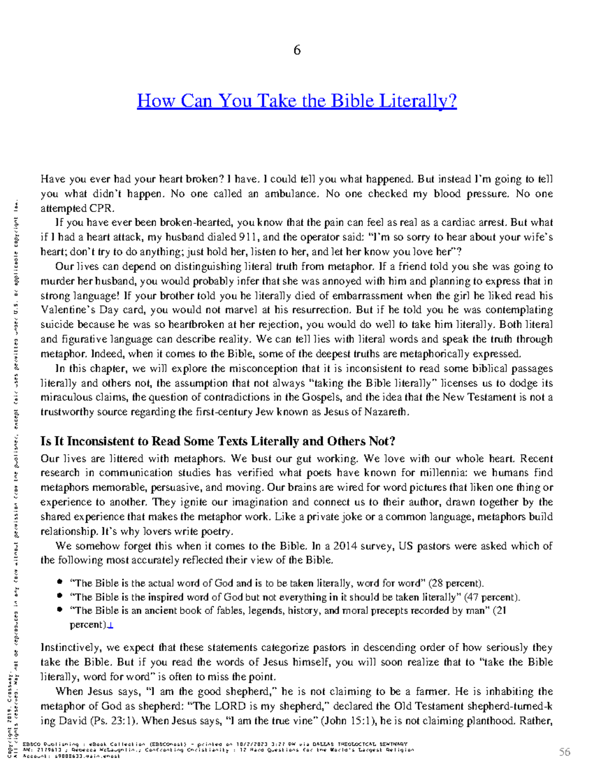 Confronting Christianity (CH 6): Understanding Literal vs. Metaphorical ...