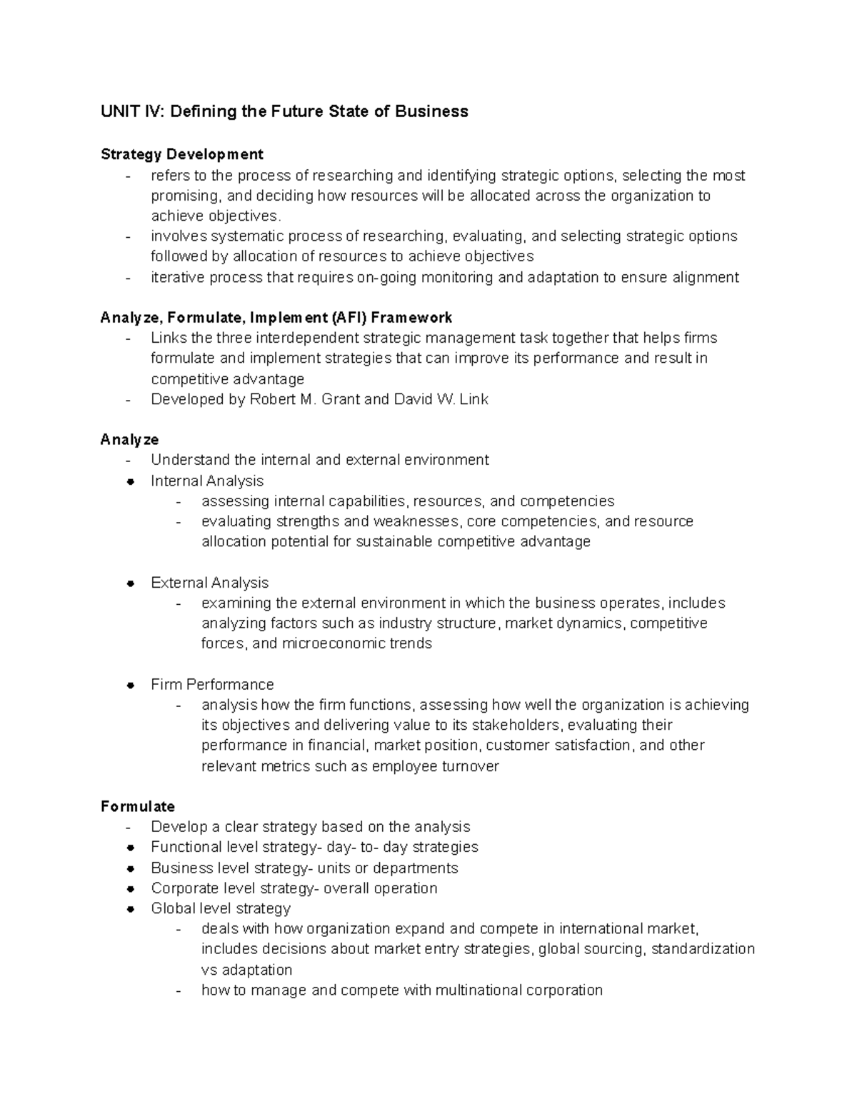 BA UNIT IV: Strategic Business Development and Implementation Insights ...