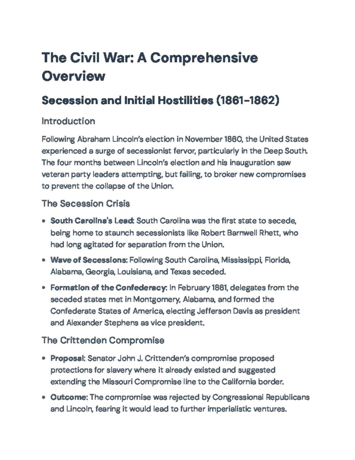Civil War Overview: Key Battles and Political Developments (1861-1865 ...