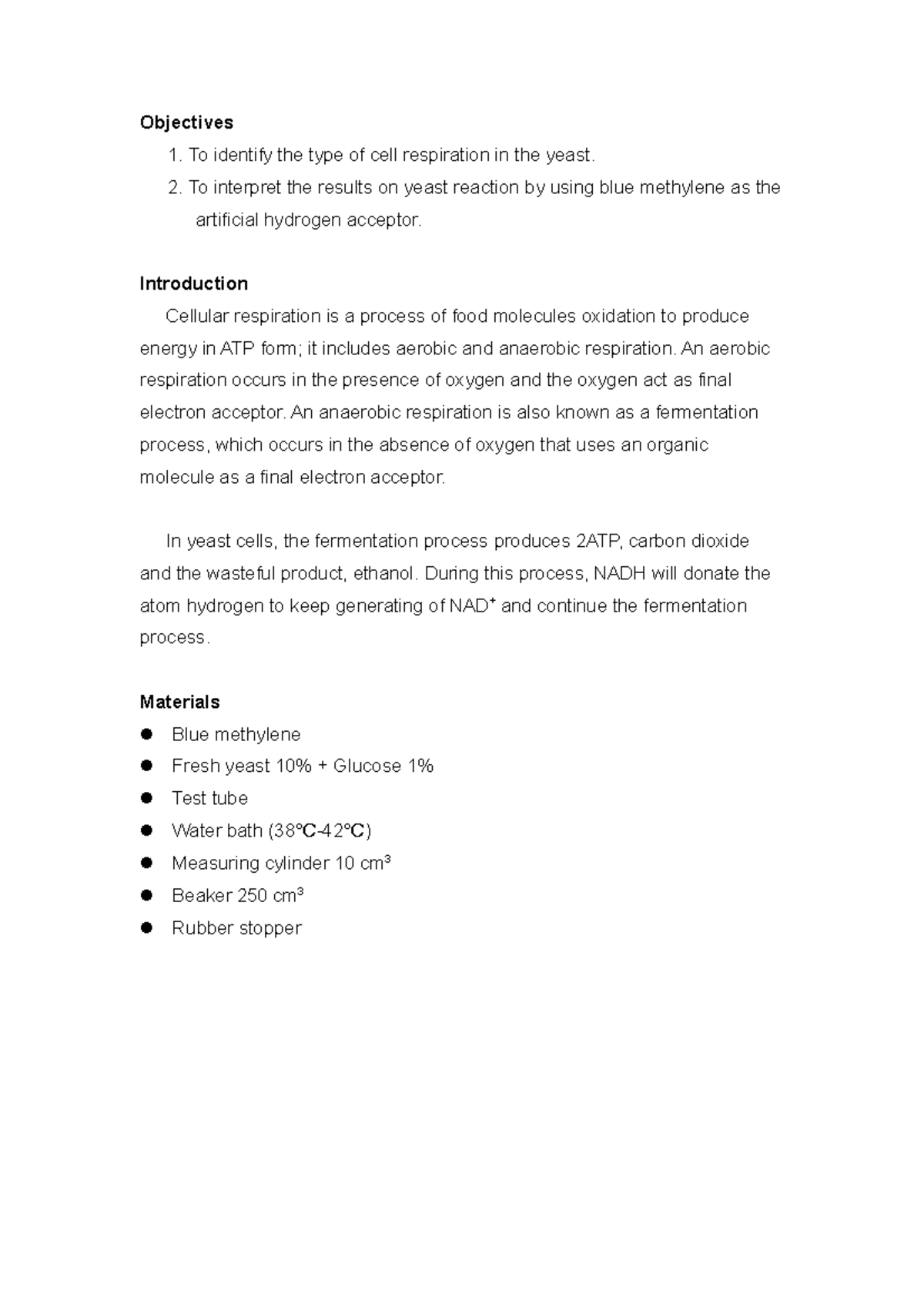 Practical 3 Investigating Aerobic Cellular Respiration In Yeast Studocu