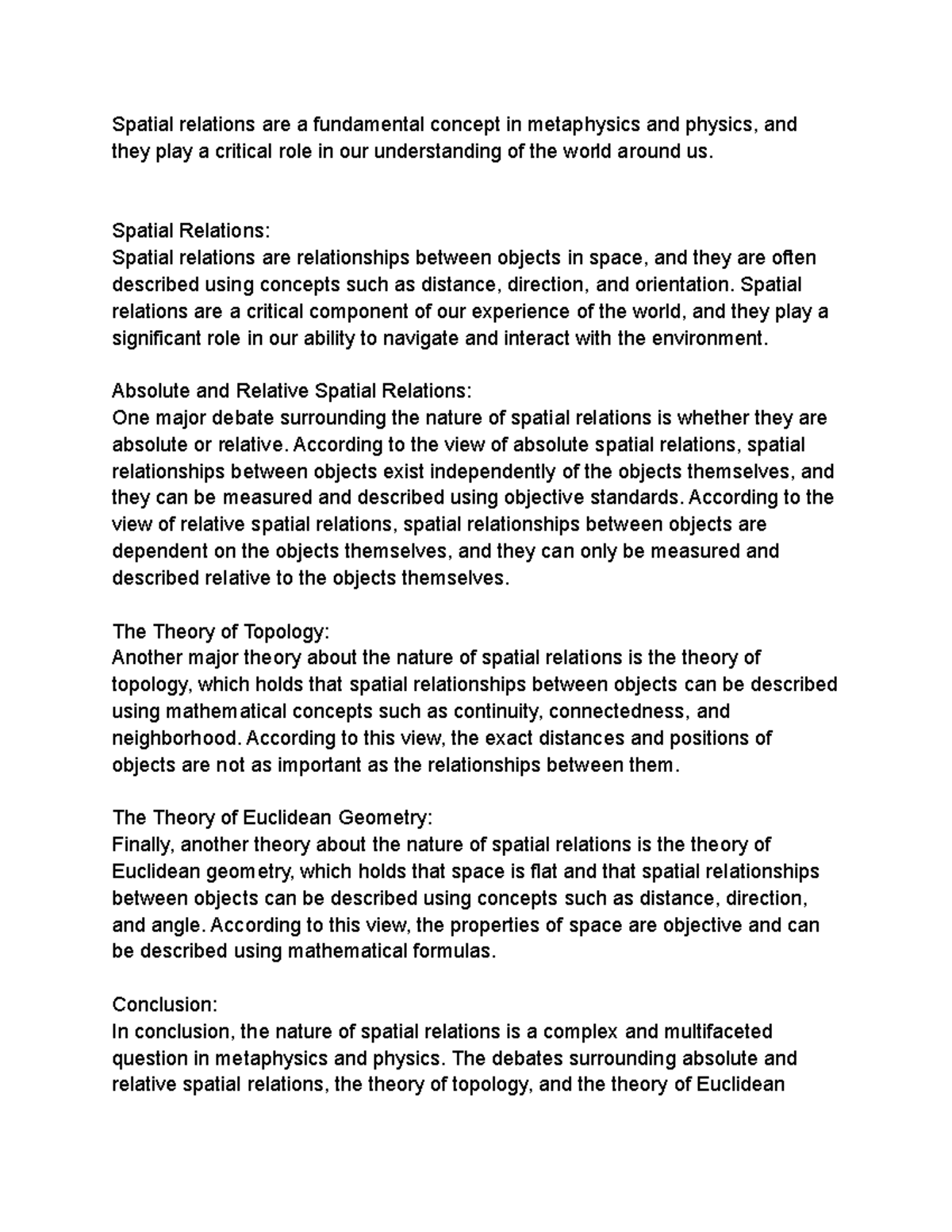 The Nature of Spatial Relations - Spatial relations are a fundamental ...