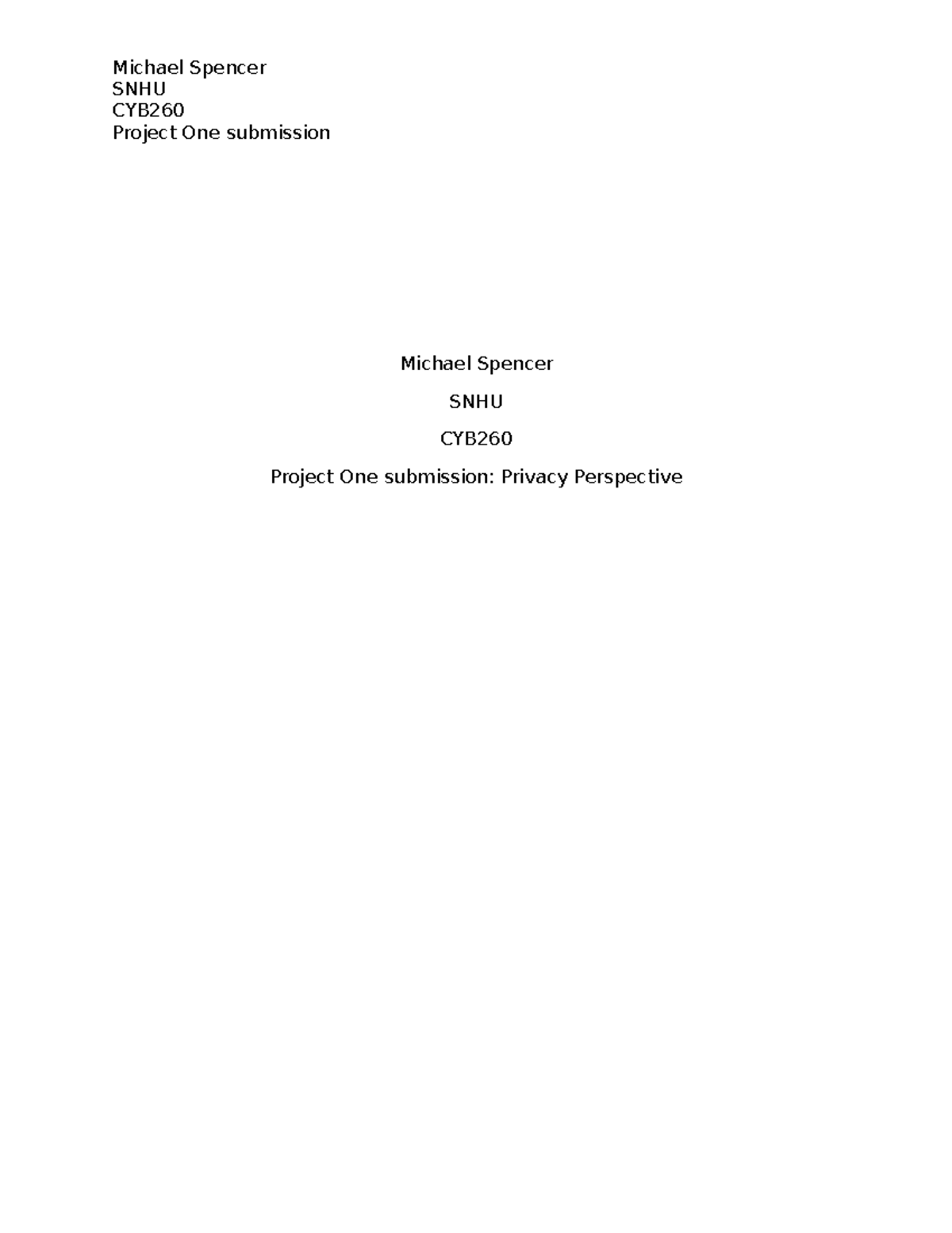 Cyb260 Projectonemod 5 Michael Spencer - Michael Spencer SNHU CYB ...