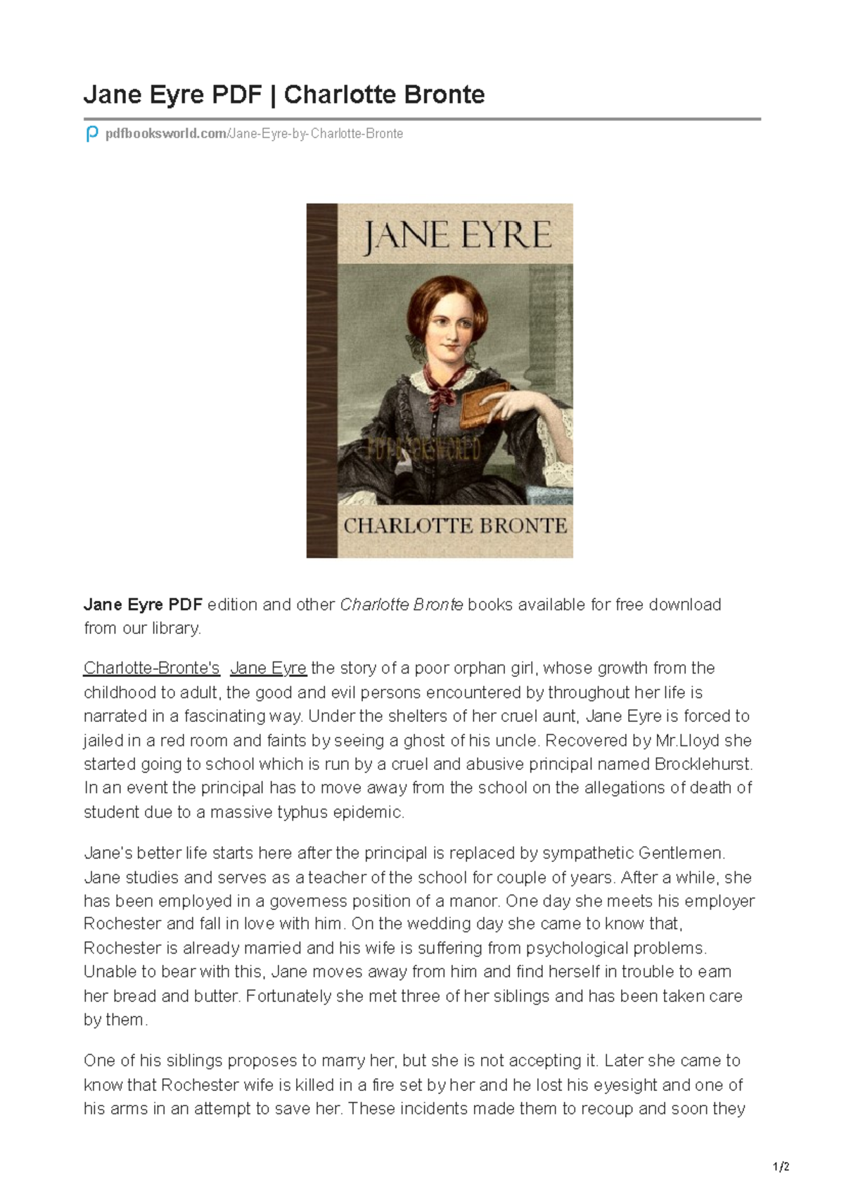 Jane Eyre Analysis & Summary - ENG 101 Literature Study Guide - Studocu