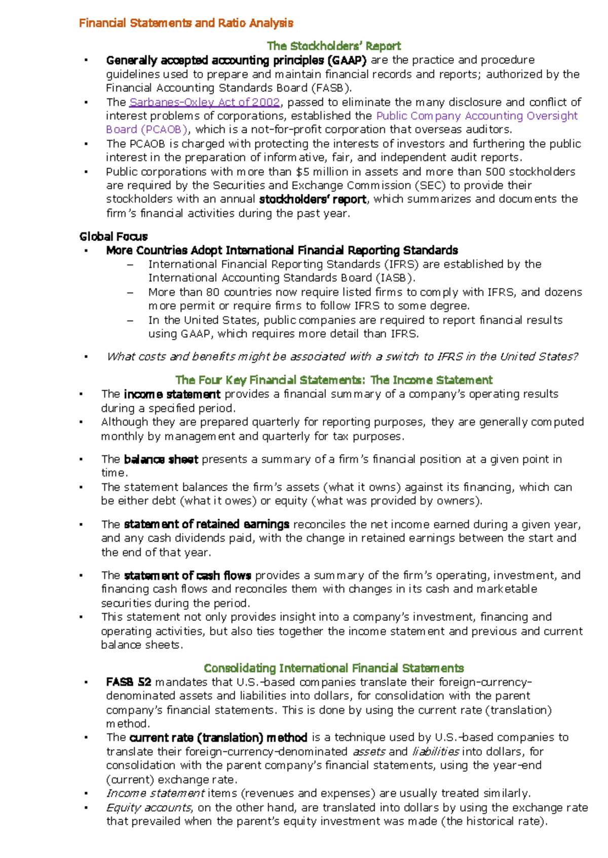 Financial Statements & Ratio Analysis: A Comprehensive Overview - Studocu