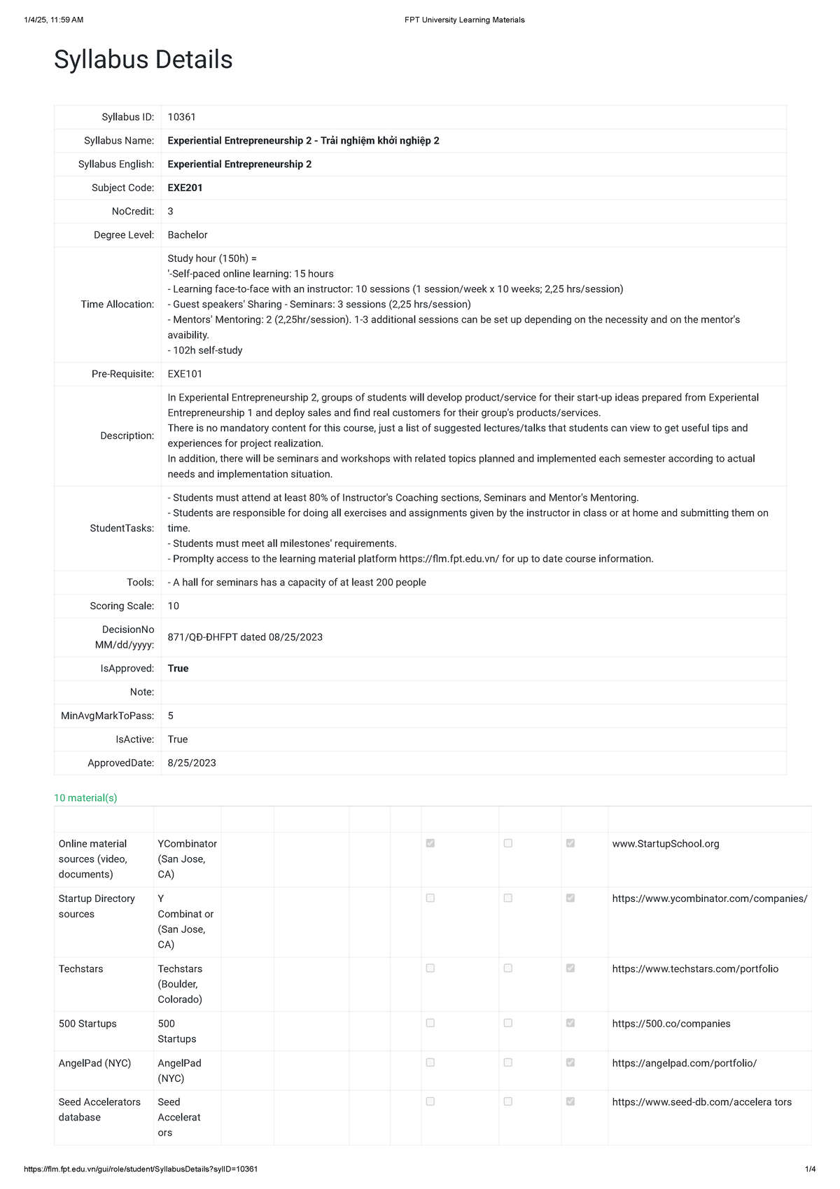 EXE201 Syllabus: Experiential Entrepreneurship 2 - SP25 - Studocu
