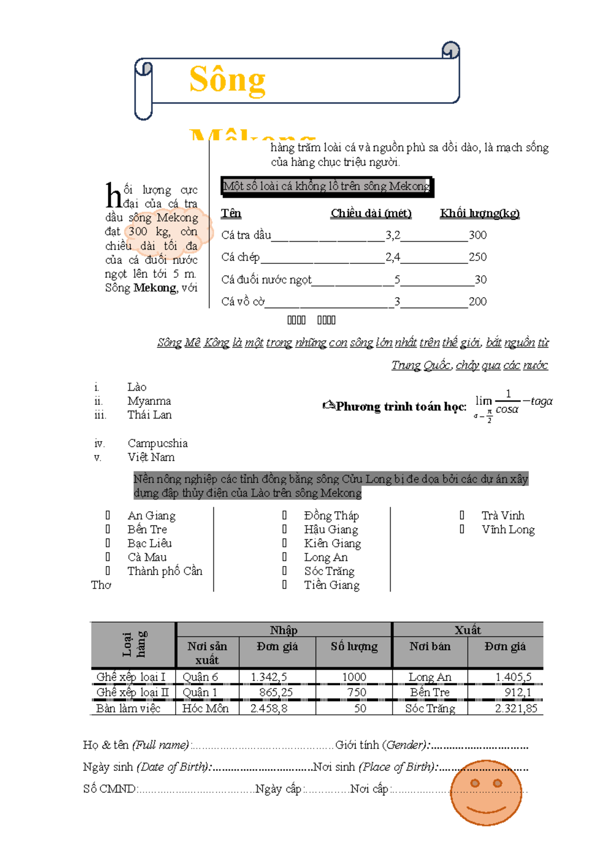 Sông Mêkong: Đặc Điểm và Tác Động Đến Đời Sống Người Dân - Studocu