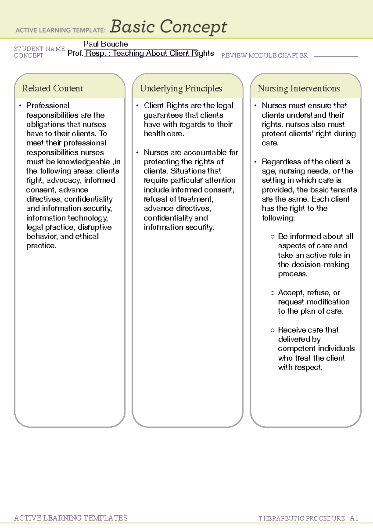 ATI Leadership Proctored Remediation Template - STUDENT NAME CONCEPT ...