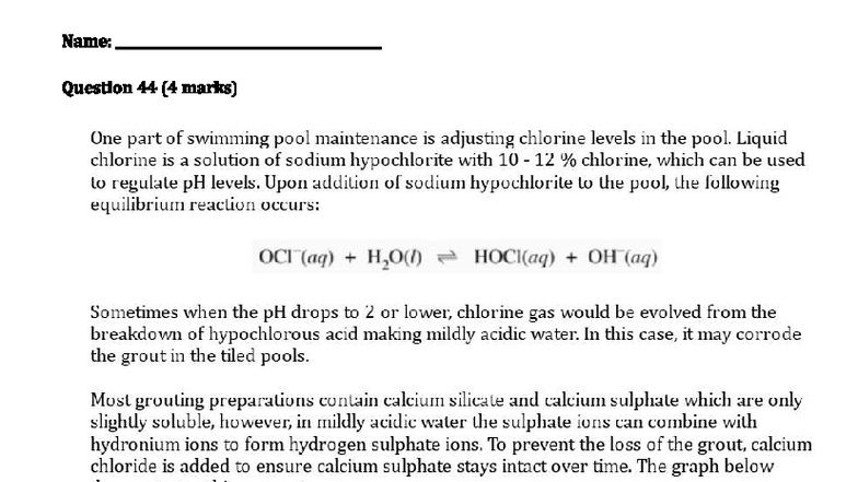 Common Ion Effect in Swimming Pool Maintenance (Chem 101) - Studocu
