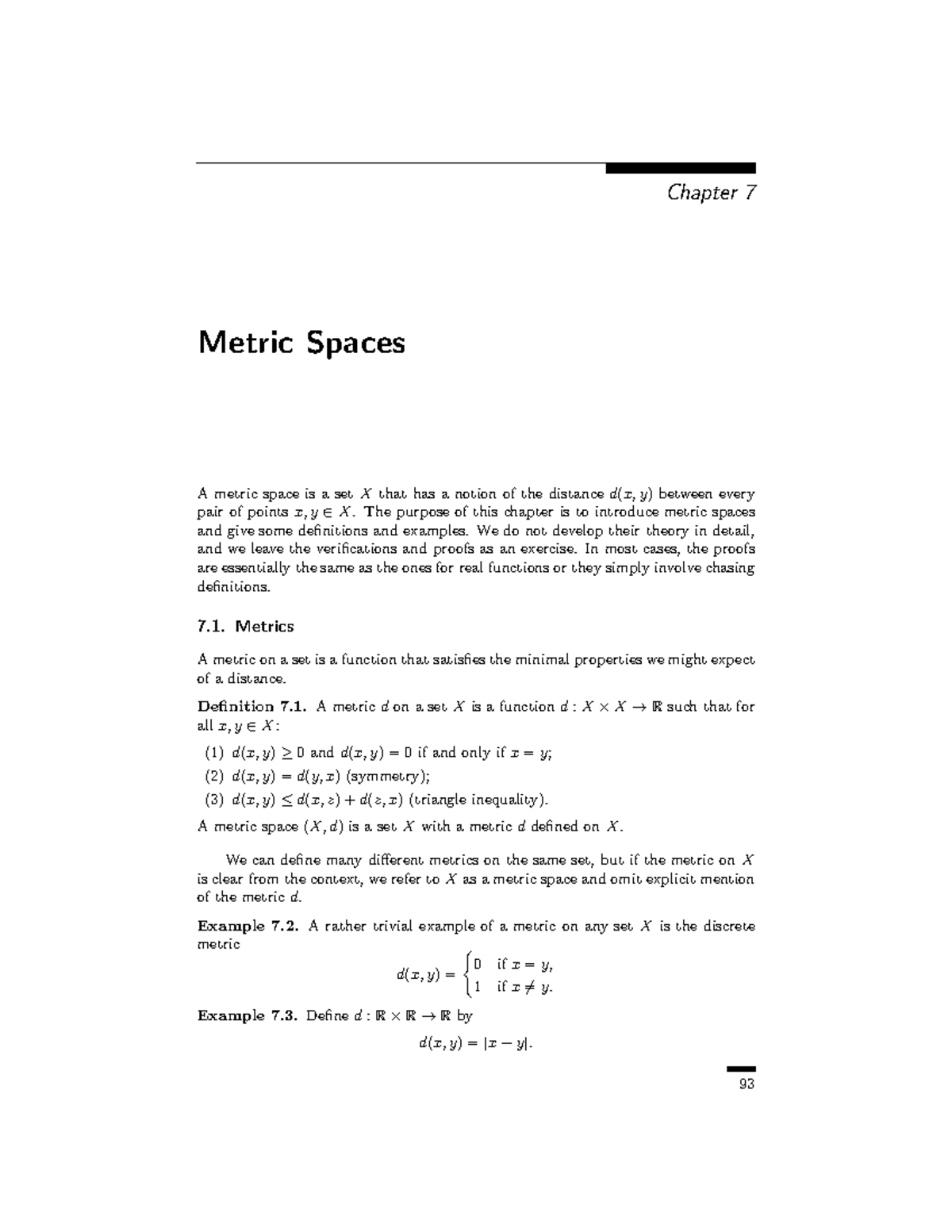 Chapter 7: Metric Spaces in Real Analysis - Studocu