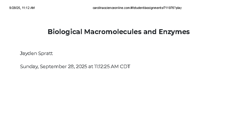 Biological Macromolecules & Enzymes Lab Activities (BIO 101) - Studocu
