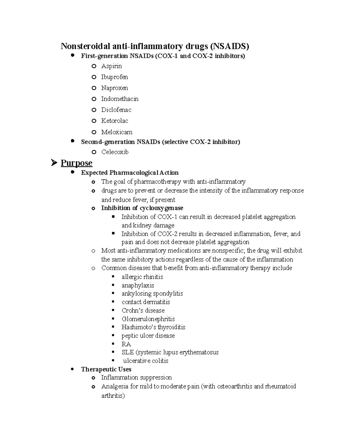 Nsaids - Nonsteroidal anti-inflammatory drugs (NSAIDS) First-generation ...
