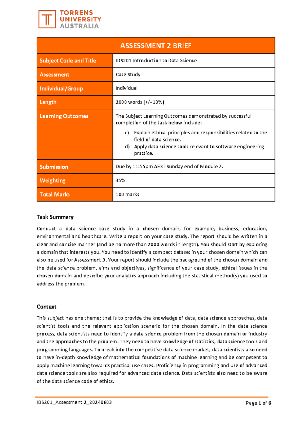 IDS201 Case Study: Ethical Principles in Data Science Analysis - Studocu